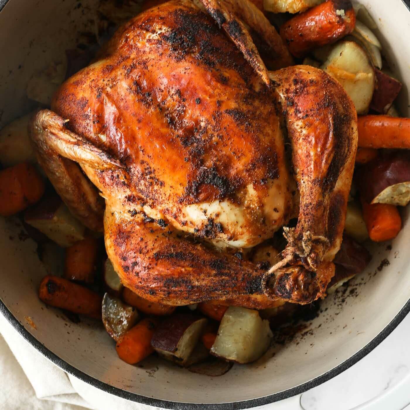 Super Easy (Juicy!) Dutch Oven Whole Chicken - Real Simple Good